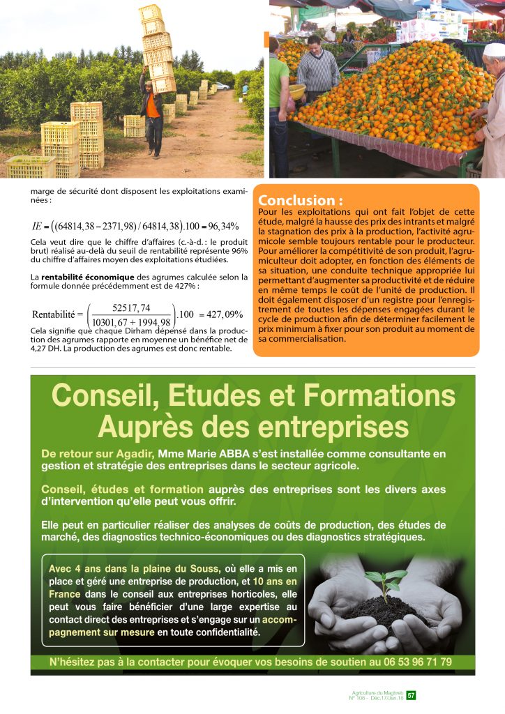 Agrumes: coûts de production et rentabilité dans le Gharb - Agriculture ...