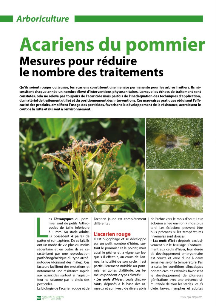 Acariens du pommier: mesures pour réduire le nombre de traitements ...
