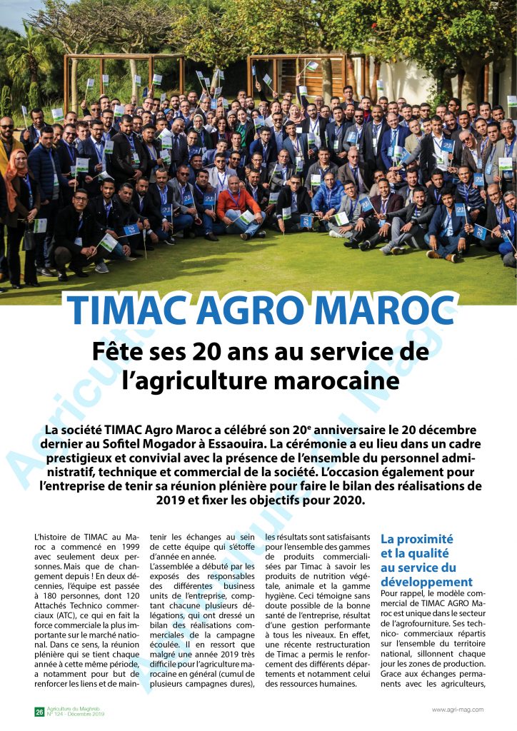TIMAC AGRO MAROC Fête ses 20 ans au service de l’agriculture marocaine - Agriculture du Maghreb